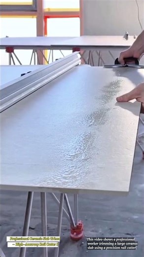 Professional Ceramic Slab Trimming – High-Accuracy Rail Cutter Process