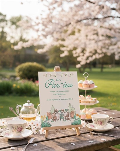 Par-tea Invitation Template, Tea Party Invite, Watercolor Floral, Afternoon Tea Invite, Botanical Tea Party, Editable Digital Download. - Etsy