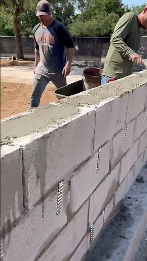 Installing 8”x8”x16” CMU for a dirtier stone wall! #block #concrete #masonry #wall #customconcrete