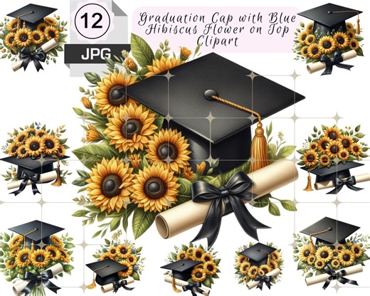 Diploma Clipart, Graduation Design, Graduation Graphics, Graduation Hat Clipart, Floral Grad Cap, Grad Cap PNG, Graduation Hat Png, Crafts - Etsy