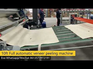 Veneer peeling machine with automatic veneer stacker for plywood production line
