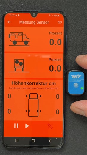 Digital spirit level in degrees and now also in percent With our Level apps as digital spirit levels for smartphones and tablets, measuring your vehicle's inclination between /- 30 degrees and now also in percent is easy. In addition to the smartphone's internal angle sensor, an external Bluetooth angle sensor can be used to measure inclination, which can be placed anywhere in the vehicle. Further information is available at [www.65plusit.de](http://www.65plusit.de) . The sensor is available fro