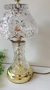 Vintage Led Crystal Lamp Clear Cut Etched Detail Accent Home Decor Table Light 12.5”tall Gold Accent Lighting - Etsy