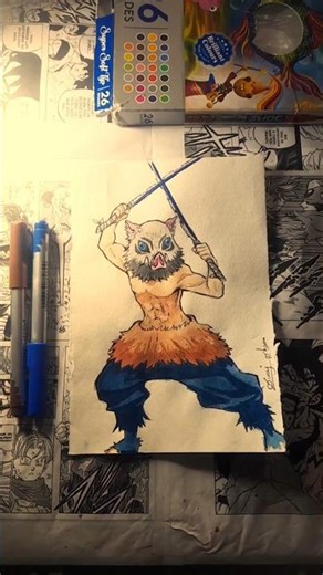 How to Draw Inosuke Hashibira🔥 Step-by-Step | Demon Slayer #shorts