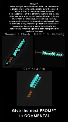 MINECRAFT Sword Slash animation (Gemini 3) #gemini #minecraft #minecraftsword #animation