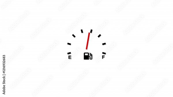 gasoline, diesel. Fuel gauge level indicator with fuel nozzle and drop.credit score rating scale animation, credit score Speedometer gauge indicator on black background