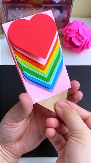Love Waterfall Card | DIY Heart Waterfall Card | Rainbow Heart #heartmaking #diy
