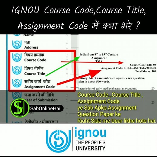 What Is IGNOU Course Code, Course Title, Assignment Code - SabOnlineHai | Part-1