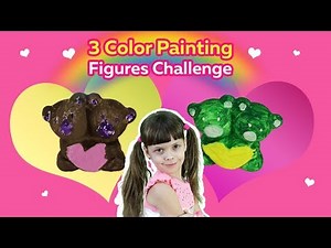 3 Color Painting Figures Challenge! 3 Color of Paint on Bears!