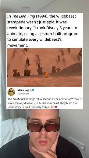 In The Lion King (1994), the wildebeest stampede scene took Disney 3 years to animate