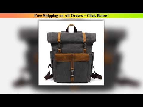 vintage Canvas Leather Backpacks Traveling Laptop backpack school bags for Teenagers Back Pack