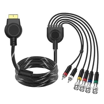 MEIRIYFA PS2 PS3 Component AV Cable Audio Video HDTV Cord with 4 BNC RGB RGBS Connectors for PS2/PS3 Console, CRT Monitor