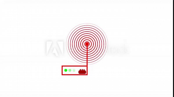 Wi - fi router icon with radio wave signal animated on a White background. Wireless animation.