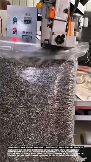 High-Speed Bag Sewing Machine – Automatic Sack Sealing Process.