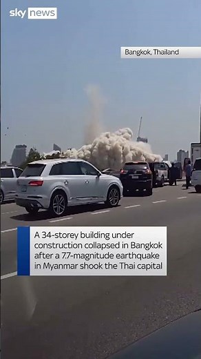 Moment 34-storey building collapses in Bangkok after earthquake in Myanmar
