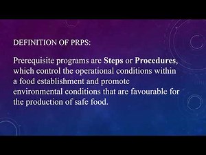 Prerequisite Programs in Food Safety