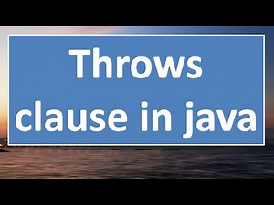 Throws clause in JAVA,#87