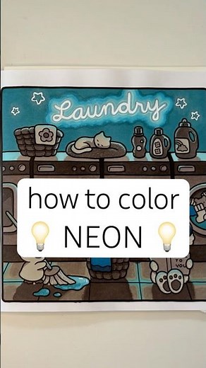 How to color NEON with alcohol markers 💡(ohuhu G322/PB7/PB9) #coloringprocess #coloringtutorial