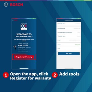 With BeConnected, you can now register E-warranty for your Bosch power tools, get your product authenticity verified and get alerted with the latest hot deals, promotions & rewards from Bosch! Download and enjoy ultimate benefits from Bosch now with a few simple steps! #BeConnected | Bosch Professional Power Tools and Accessories