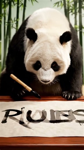 Panda Practices Calligraphy and Writes “PANDA RULES” | Cute & Funny Animal Moment | Nebula Shots