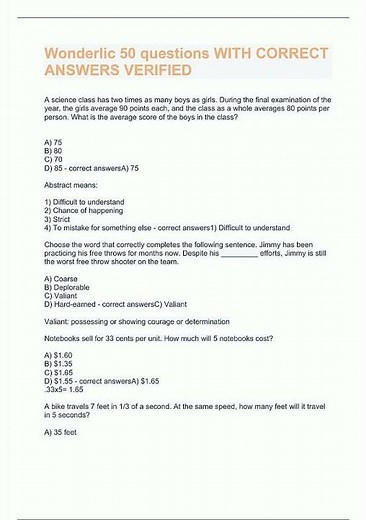 Latest Wonderlic SLE Test study guide with complete solutions1927 video