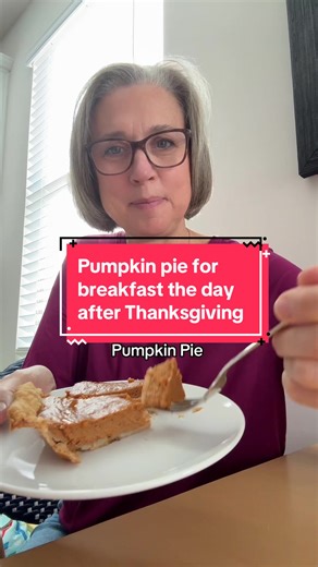 Pumpkin pie for breakfast the day after Thanksgiving? Absolutely. 🥧✨ My dad says it’s the “New Englander” in me — I say it’s just good taste. #PumpkinPie #ThanksgivingLeftovers