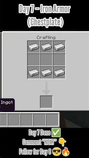 Minecraft Crafting | Day 7 - Iron Chest ⛓️💰 #minecraft #mcpe #shorts