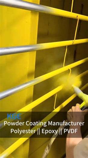 kgecoating on Instagram: "Bright yellow powder coating on aluminum profiles. Smooth film, uniform color, and strong adhesion — engineered for architectural and industrial aluminum applications. Our polyester powder coatings are designed for: • Consistent color output • Excellent surface coverage • Reliable performance in mass production #PowderCoating #AluminumPowderCoating #AluminumProfile #PowderCoatingProcess #PolyesterPowder #IndustrialCoating #ArchitecturalAluminum #AluminumExtrusion #B2BCo