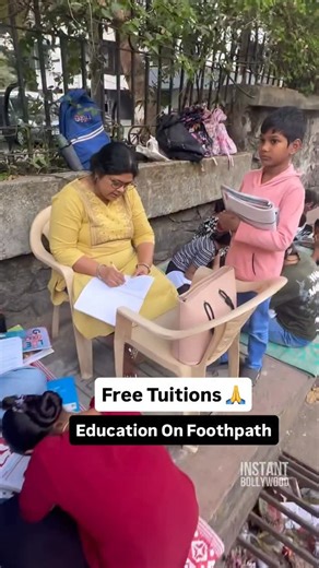 Instant Bollywood on Instagram: "This lady encourages education by giving free tuitions to the underprivileged children on foothpath in Behram Baug and Anand Nagar area near backside of Lokhanwala circle."