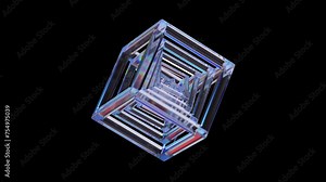 Abstract 3d rendered animation, rotating geometric shapes, 4k video, loop