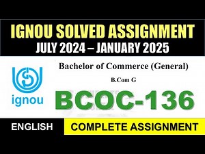 BCOC 136 Solved Assignment 2024-25 || bcoc-136 solved assignment in English || July 2024 to Jan 2025