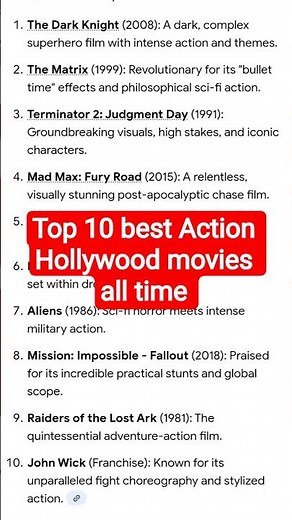 Top 10 best Action Hollywood movies all time #top10 #movie #hollywood #shorts