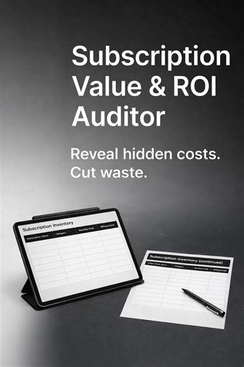 Subscription Value & ROI Auditor | Monthly Subscription Tracker | Cut Unused Subscriptions | Digital PDF Workbook - Etsy