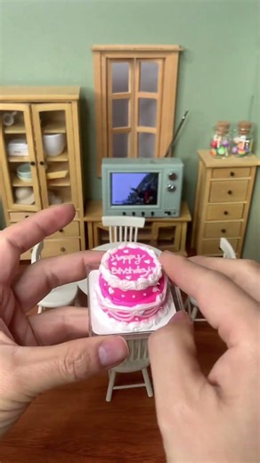 Mini kitchen birthday cake mini food play miniature scene