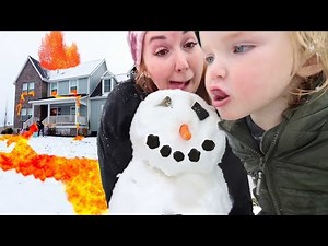 SNOW and HOT LAVA?? First Snowman of Winter and a Family Snowball fight with Adley & Niko ⛄