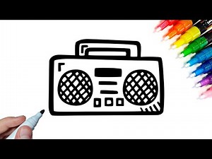 How to draw a Tape Recorder | Drawing Boombox