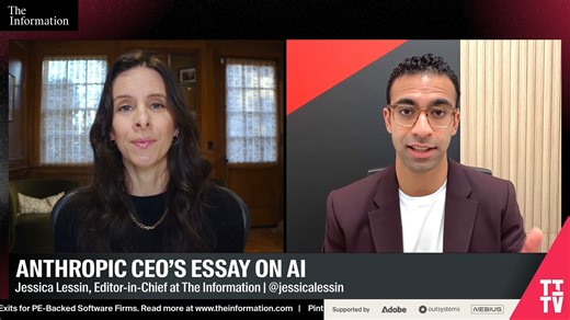 4 comments | Anthropic CEO Dario Amodei's recent essay warns of scary AI risks. Our Editor-in-Chief Jessica Lessin shares her takeaways: "It's sort of an intentional fear mongering, right? Like, Dario does want to light a fire around what he sees as a major inaction in regulation." | The Information | Facebook