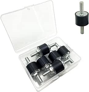 6pcs M6 Rubber Studs Shock Absorber Anti-Vibration Isolator Mounts, Rubber Cylindrical Vibration Isolation Mount for Air Compressors, Garage Motor, Diesel Engines (VV20x15+2G6x18)