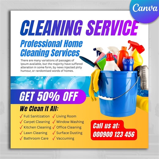 Cleaning Service Canva Flyer | Home Cleaning Services | Professional Cleaning Service | House Cleaning | Home Cleaning | Canva Editable File - Etsy