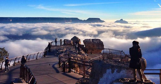 Grand Canyon fills with rare inversion clouds