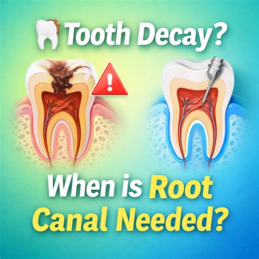 Dental Solutions Ranchi on Instagram: "आज मैं आपको आसान भाषा में बताना चाहता हूँ — Root Canal Treatment (RCT) की ज़रूरत कब पड़ती है? हमारे दाँत में 3 layers होती हैं — Enamel, Dentin और Pulp ✔️ अगर सड़न सिर्फ Enamel तक है → Normal Filling से दाँत बच जाता है ✔️ अगर Dentin तक पहुँच गई → Light Filling से इलाज संभव है ❌ लेकिन अगर Infection Pulp तक पहुँच जाए → तो Root Canal Treatment ही एकमात्र समाधान होता है देर करने पर दाँत निकालना भी पड़ सकता है! 👉 समय रहते इलाज कराएँ 👉 अपने प्राकृतिक दाँत को बच