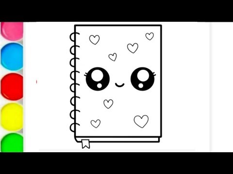 Cute notebook drawing for kids, heart notebook drawing, easy drawing for kids