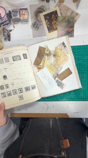 A House of Books & Creative Art Studio on Instagram: "How to get started on a collage? I make a pile of cut pieces first! As you build this group you can see what goes and what doesn’t depending on your desired look. Then you have a selection of options at your finger tips when you start gluing. I used a number of our products in this collage from book pages, patterns, vellum kit and more. I’ll link them! #collage #collageart #papercrafting #artjournal #papercollage #analogcollage #vintagepaper 