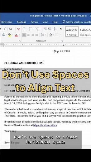 Don’t Use Spaces to Align Text in Word