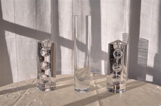 Vintage Lenox Crystal Candlestick Holders: Moonlight Ovations Pair - Concave Moons - Etsy