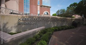 Establishing shot of the Harris County Civil courthouse building