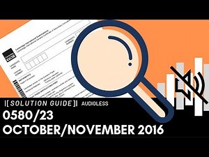 0580/23 Oct/Nov 2016 Marking Scheme (MS)