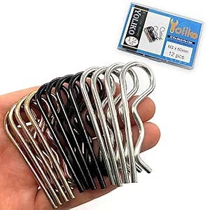 12Pcs 3 Color Heavy Duty Hitch Pins Clip R Clips Spring Retaining Wire Hair Pin Cotter Pin Strong Spring Tension Large Carter Pin R Clip Large for Trailer Tractors Mower Carts Truck Pin M3x60mm