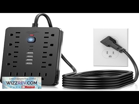 6 FT Flat Plug Surge Protector Power Strip 11 Multiple AC Outlets