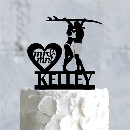 Surfing Wedding Cake Topper, Surfers Couple Cake Topper, Surf Bride and Groom Topper, Mr Mrs Surfboard Cake Topper, Beach Cake Topper, A850 - Etsy New Zealand